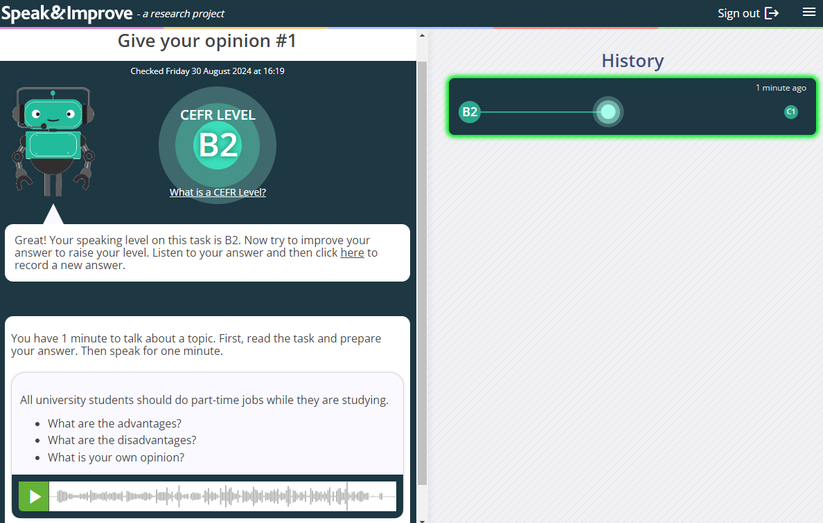 領思口說加強必備！免費口說練習神器Speak & Improve